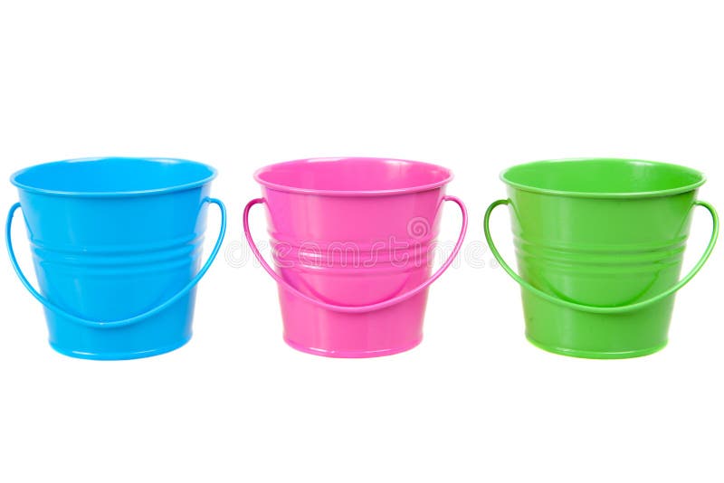 Coloured Buckets on the Floor Stock Photo - Image of trash, green: 8105718