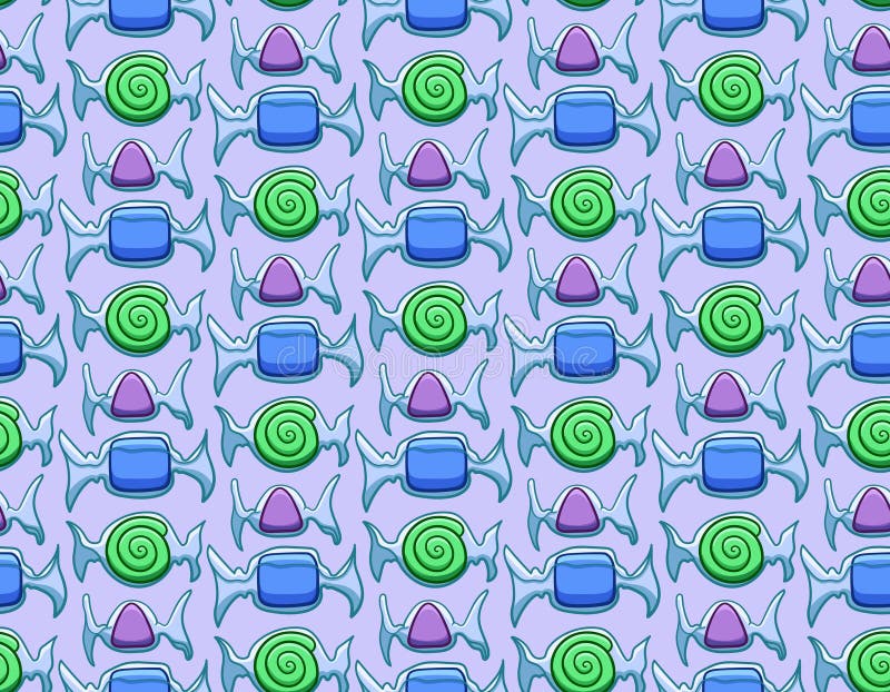 Green, Blue and Purple Candies in Transparent Wrapper Seamless Pattern ...