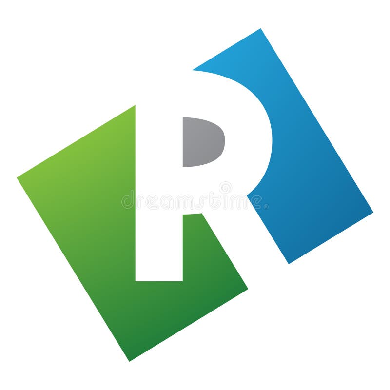 Green and Blue Rectangle Shaped Letter R Icon Stock Vector ...