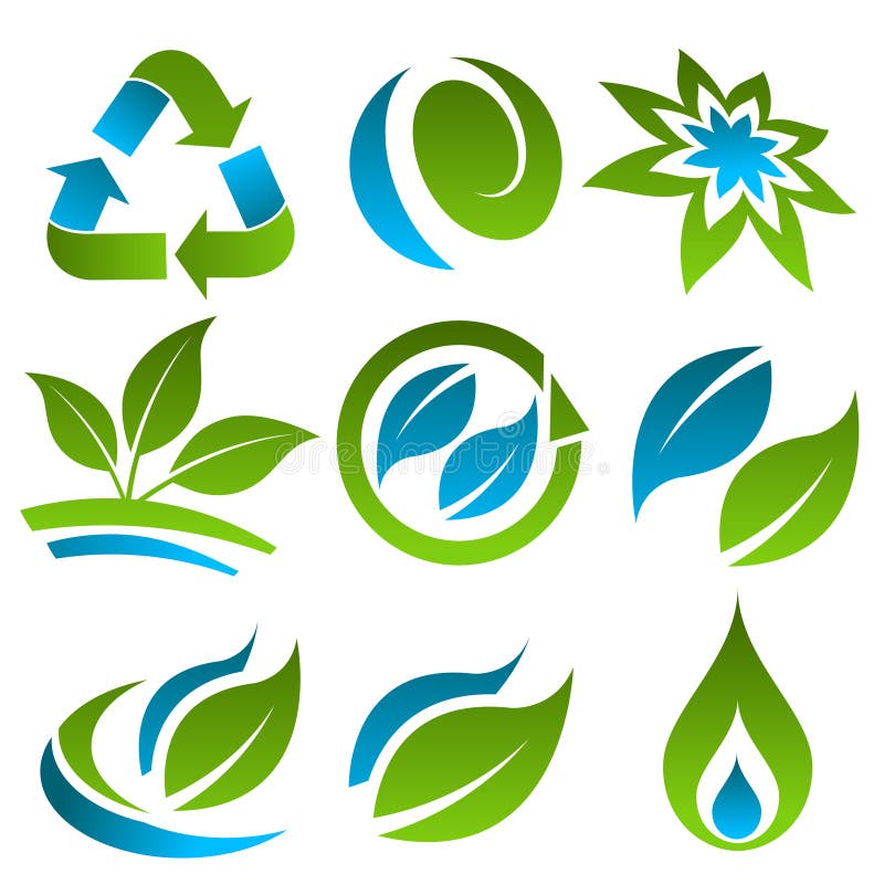 Green Eco Icons stock vector. Illustration of drop, circle - 19293276