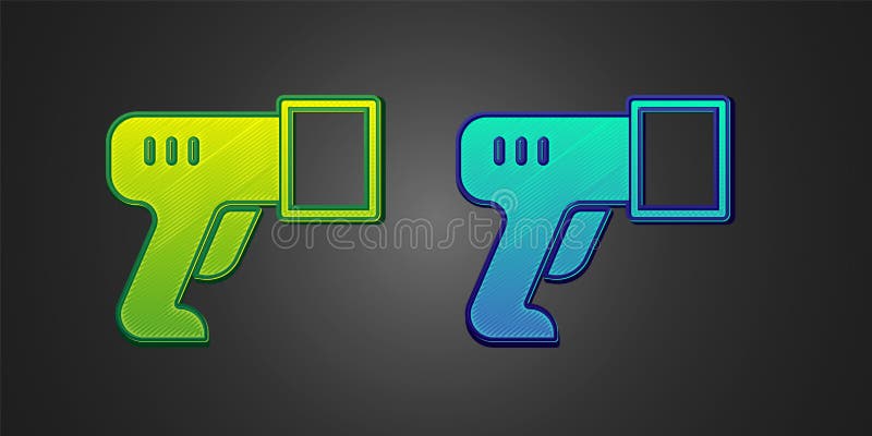 Green and Blue Scanner Scanning Bar Code Icon Isolated on Black ...