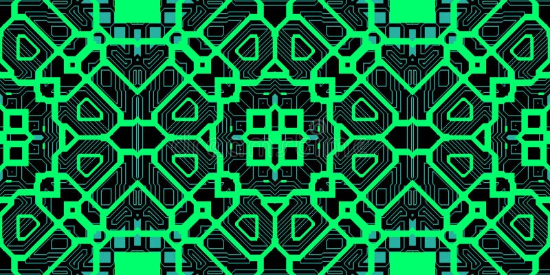 Green Blue Seamless Techno Lines Pattern Stock Illustration ...