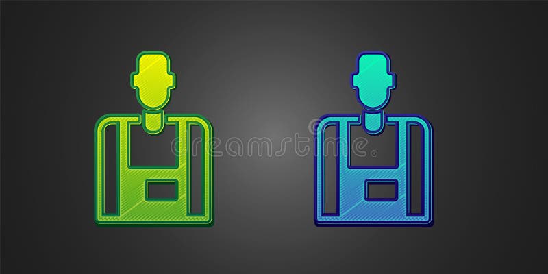 Green and Blue Seller Icon Isolated on Black Background. Vector Stock ...