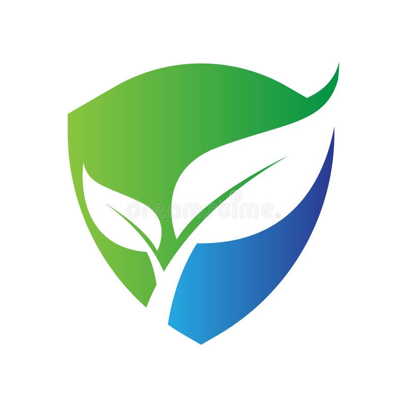 Green and Blue Shield Leaf Environment Logo Vector Template Stock ...