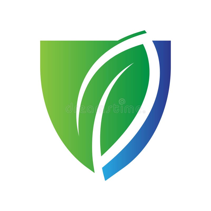 Green and Blue Shield Leaf Environment Logo Vector Template Stock ...