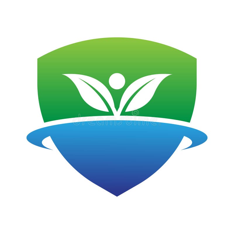 Green and Blue Shield Leaf Environment Logo Vector Template Stock ...