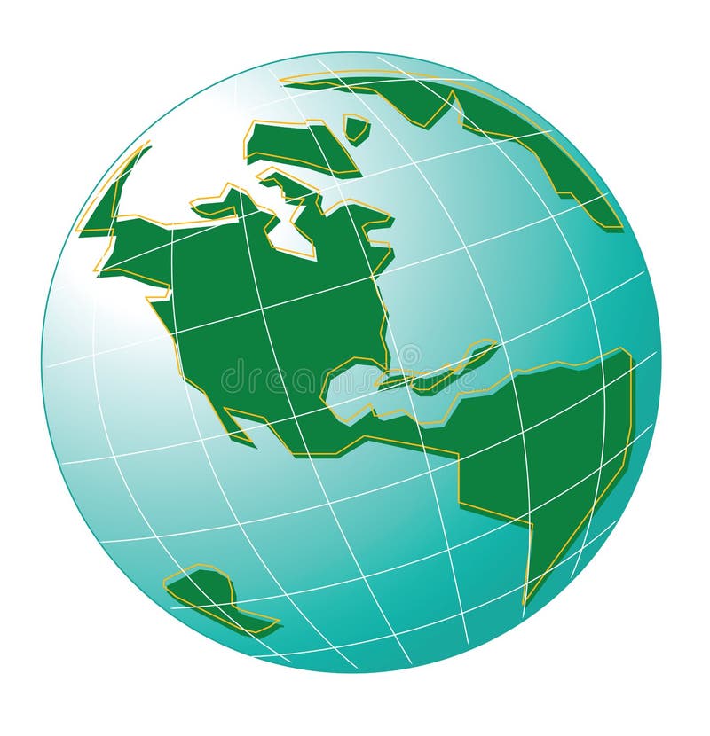 Green and Blue Sky World Map Stock Illustration - Illustration of ...