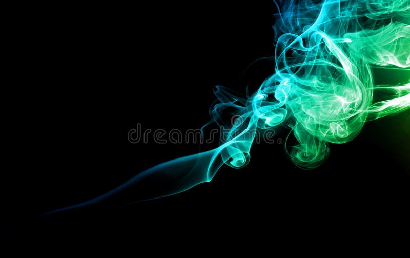 Green and Blue Smoke on Dark Stock Image - Image of airy, delicate ...