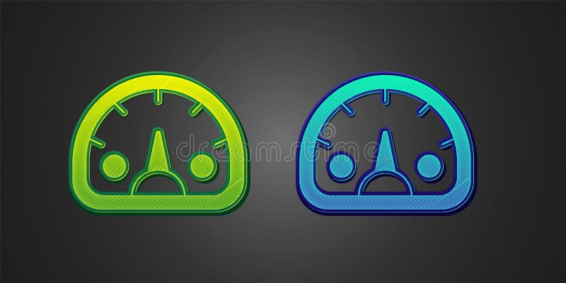 Green and Blue Speedometer Icon Isolated on Black Background. Vector ...