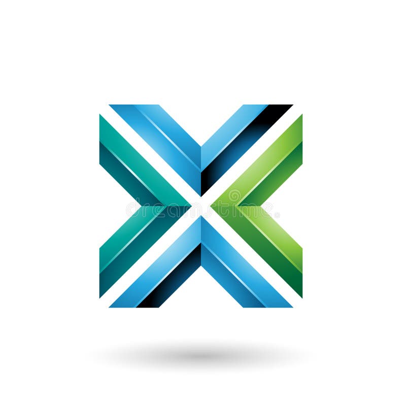 Green and Blue Square Shaped Letter X Vector Illustration Stock Vector ...