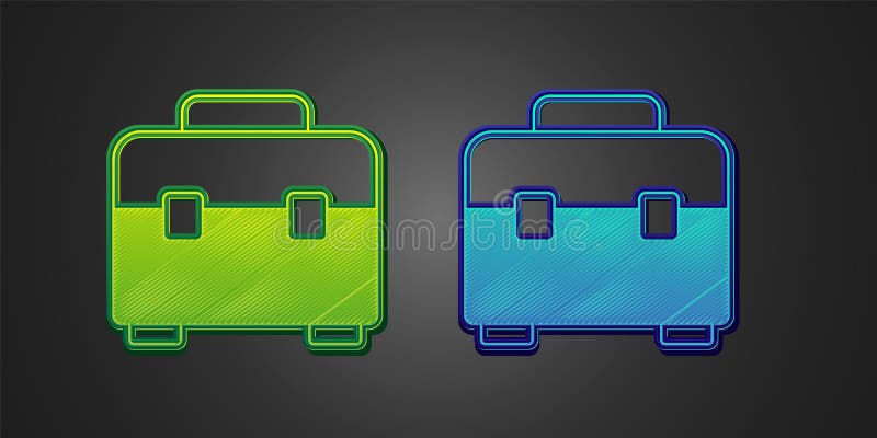 Green and Blue Toolbox Icon Isolated on Black Background. Tool Box Sign ...