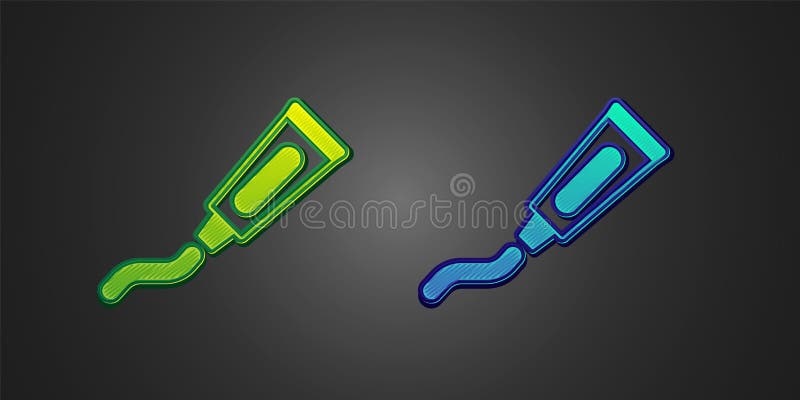 Green and Blue Tube of Toothpaste Icon Isolated on Black Background ...