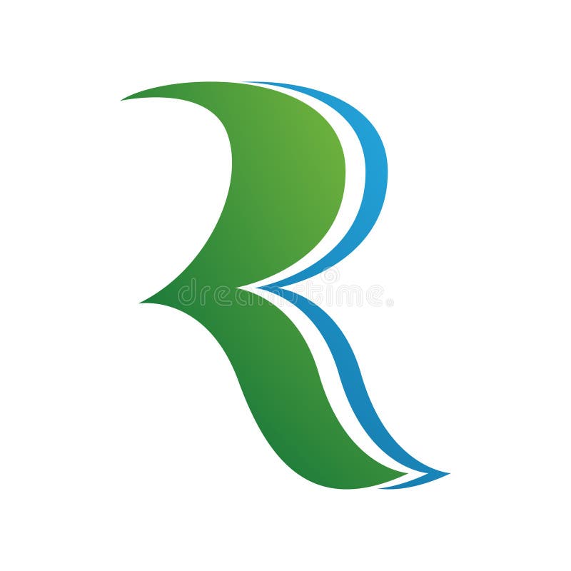 Green and Blue Wavy Shaped Letter R Icon Stock Vector - Illustration of ...