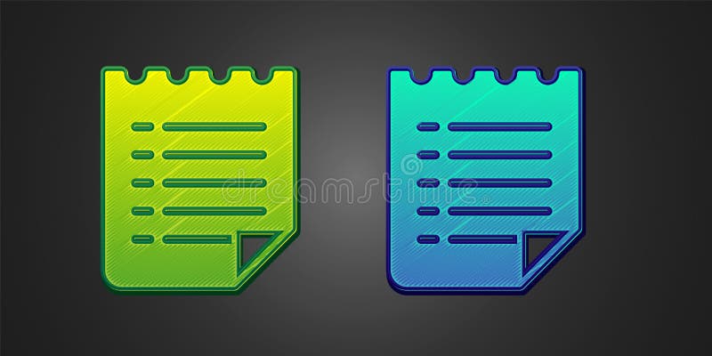Green and Blue Wish List Template Icon Isolated on Black Background ...
