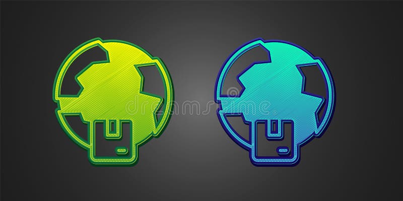 Green and Blue Worldwide Shipping Icon Isolated on Black Background ...