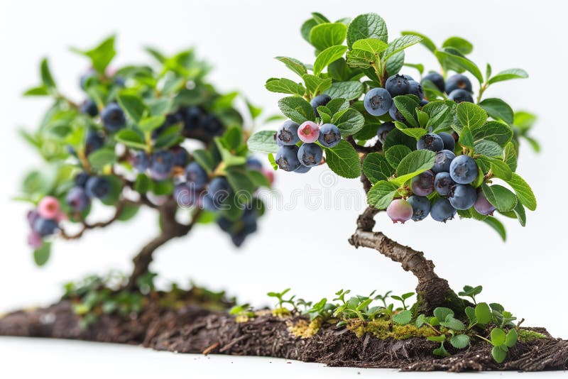 Green Blueberry Trees Isolated on White Stock Illustration ...