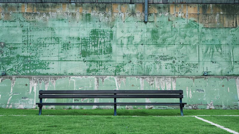 Green and Blurred Background Behind the Bench Stock Image - Image of ...
