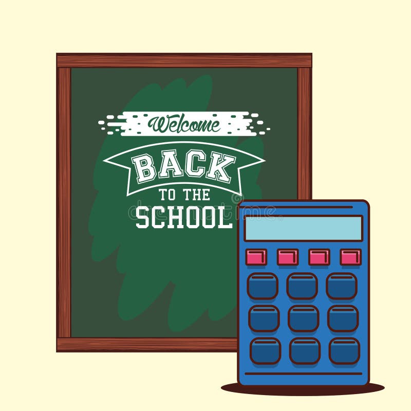 Green Board with Calculator of Back To School Vector Design Stock ...