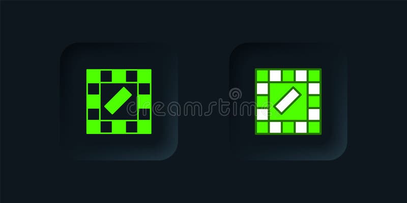 Green Board Game Icon Isolated on Black Background. Black Square Button ...