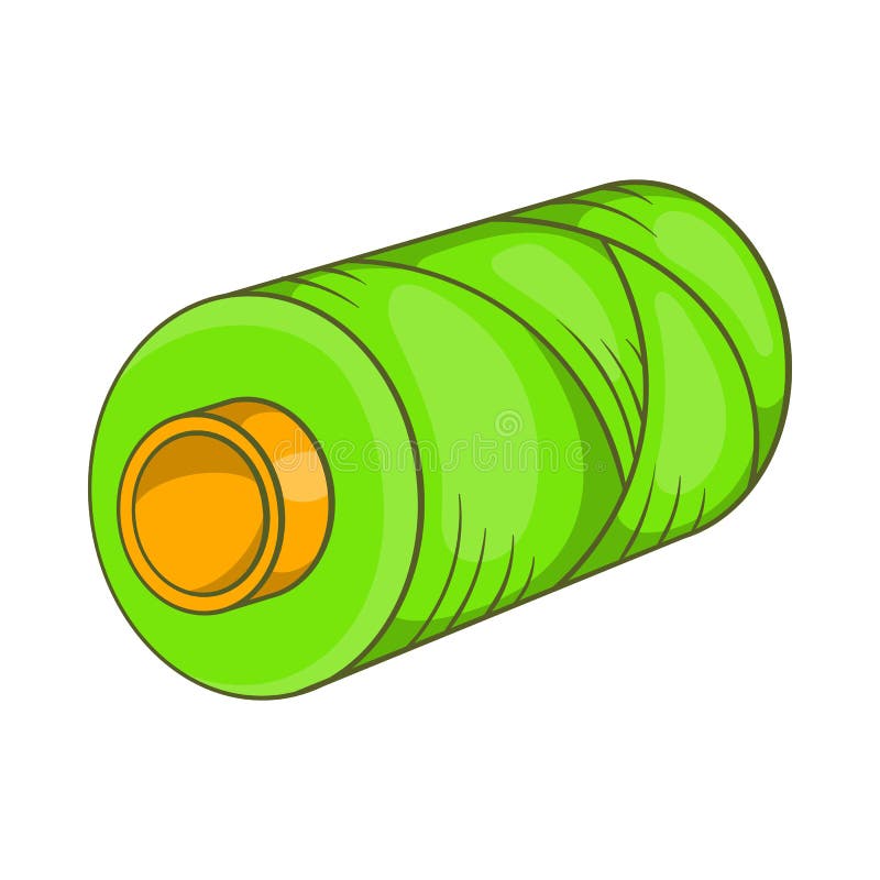 Green Bobbin Of Thread Icon Cartoon Style Stock Vector Illustration
