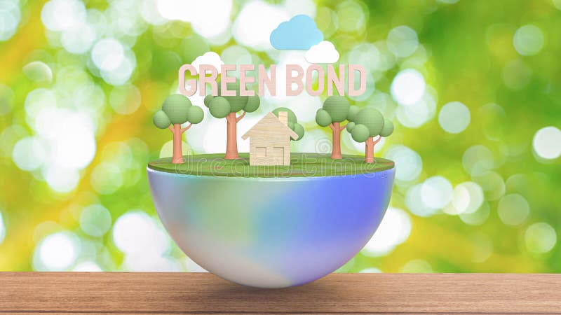 The Green Bond Text on Earth for Eco and Business Concept 3d Rendering ...