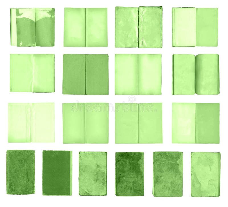 Green Notebook Set. Isolated Green Books Collection Stock Photo - Image ...