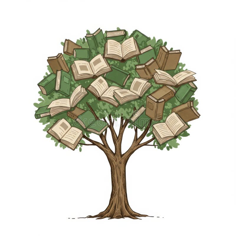 Green Book Tree Illustration Stock Illustration - Illustration of ...