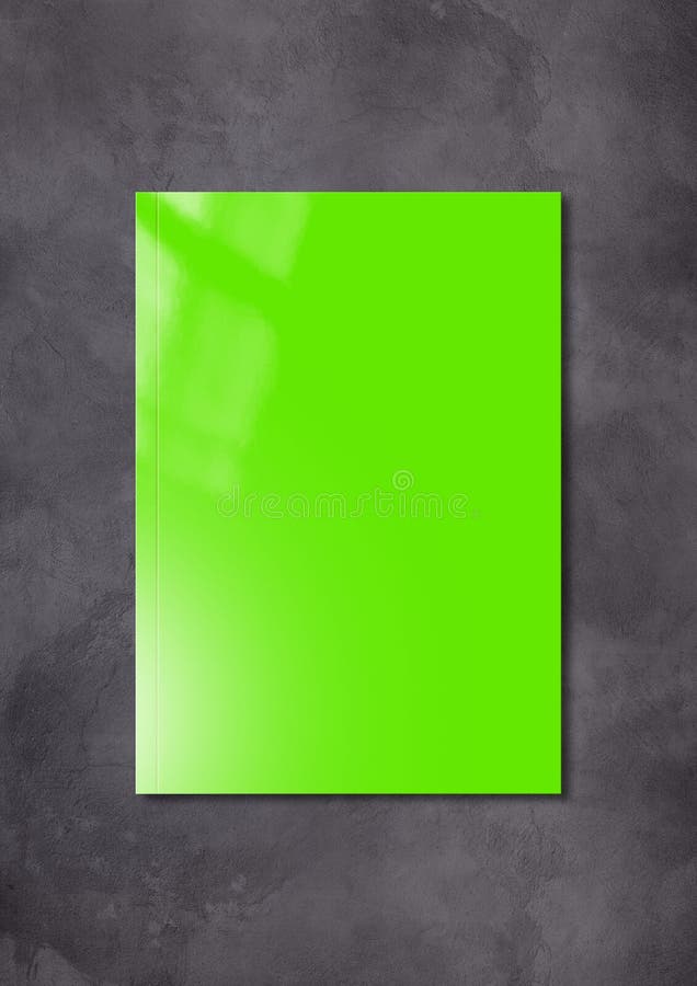 Green Booklet Cover Template on Dark Concrete Background Stock Photo ...