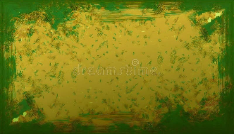Green Border Framing Golden Textured Background with Brushstrokes Stock ...
