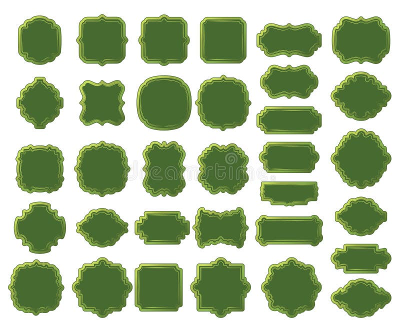 Green Borders and Frames Isolated on White Stock Vector - Illustration ...