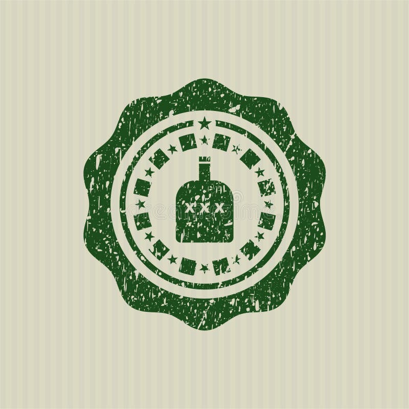 Green Bottle of Alcohol Icon Inside Distressed Rubber Grunge Texture ...