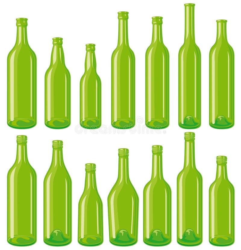 Green Bottles set stock vector. Illustration of restaurant - 4858699