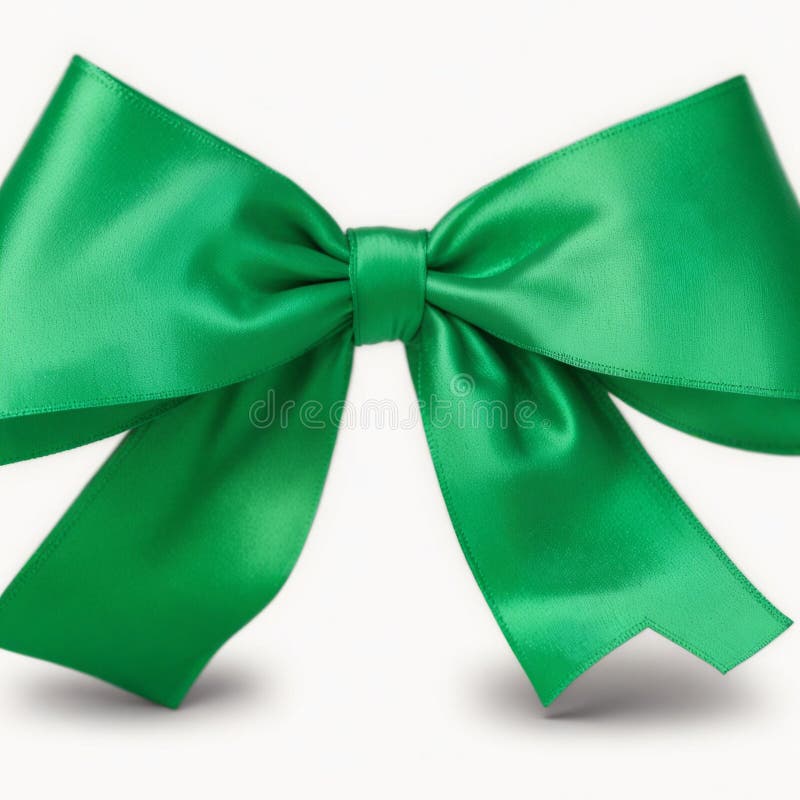 Green Bow with Horizontal Ribbon, Isolated on White Background Stock ...