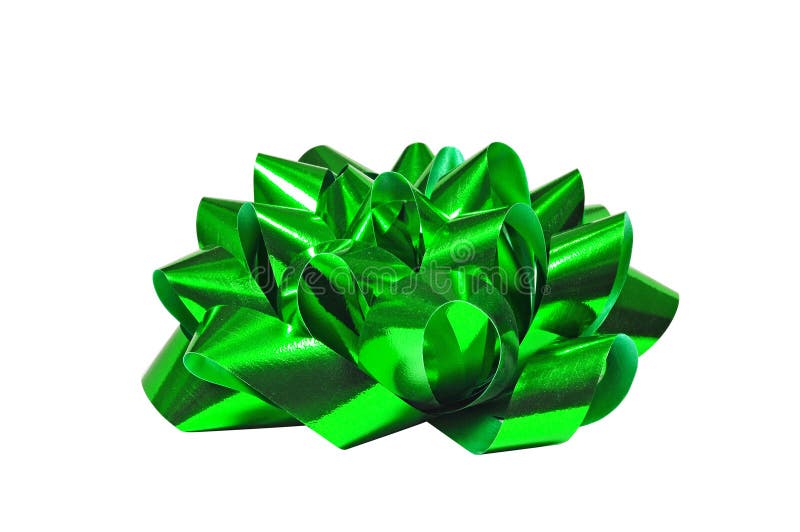Green Christmas Bow Side View Stock Image - Image of isolated, satin ...