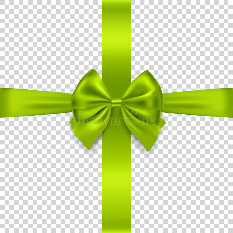 Green Bow and Ribbon Isolated on Transparent Background, Vector Stock ...