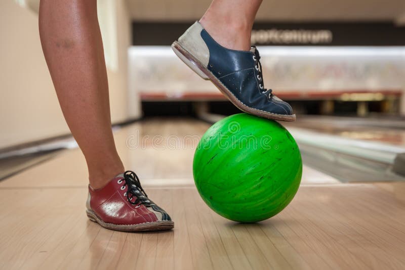Green Bowling Ball in the New Bowling Center Stock Photo - Image of ...