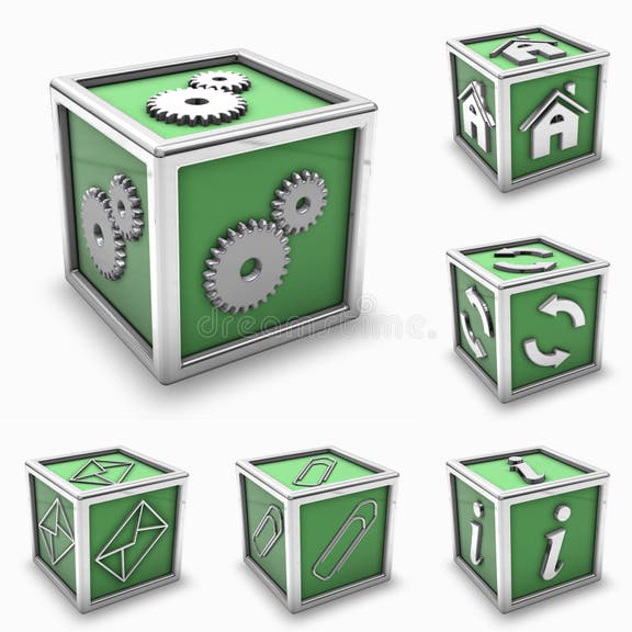 Green box icon set stock illustration. Illustration of green - 16720001