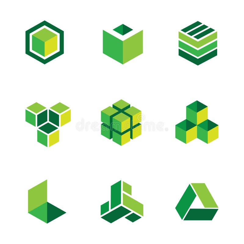 Green box logos and icons stock illustration. Illustration of ...