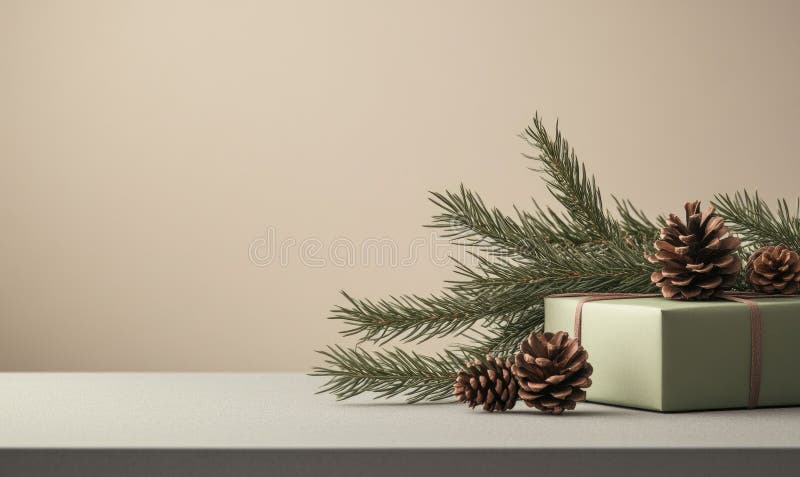 A Green Box with Pine Cones on Top of it Stock Image - Image of ...
