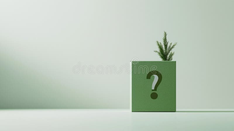 Green Box with Question Mark Symbol. Minimalist Design. Empty Space ...