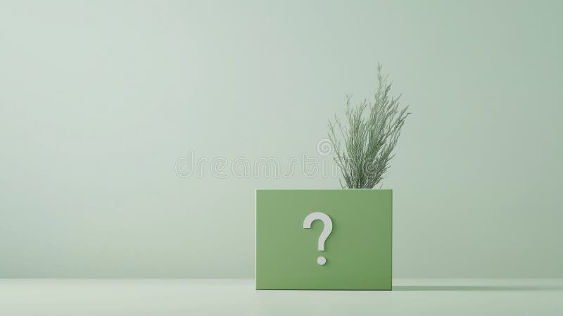 Green Box on Simple Background. Question Mark Symbol on Box. Green ...