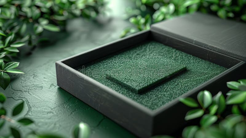 A Green Box with a Green Surface and a Green Leafy Plant on Top of it ...