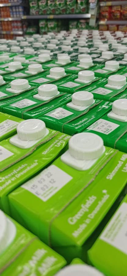 Green Box with White Cap UHT Milk Editorial Image - Image of ...