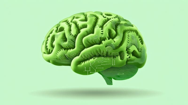 Green Brain with Circuit Patterns Symbolizes AI and Technology ...