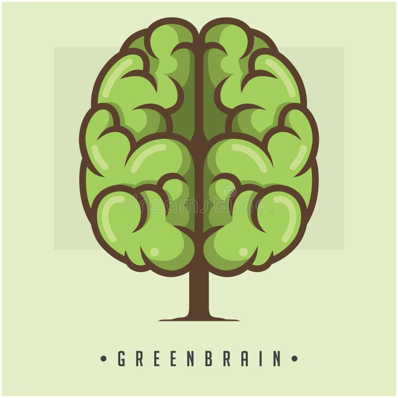 Green Brain Concept. Vector Illustration Decorative Design Stock Vector ...