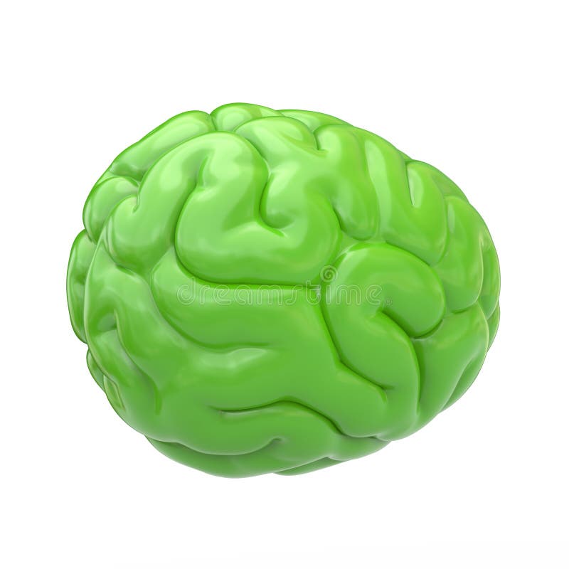 Green Brain Icon 3d Illustration Stock Illustration - Illustration of ...