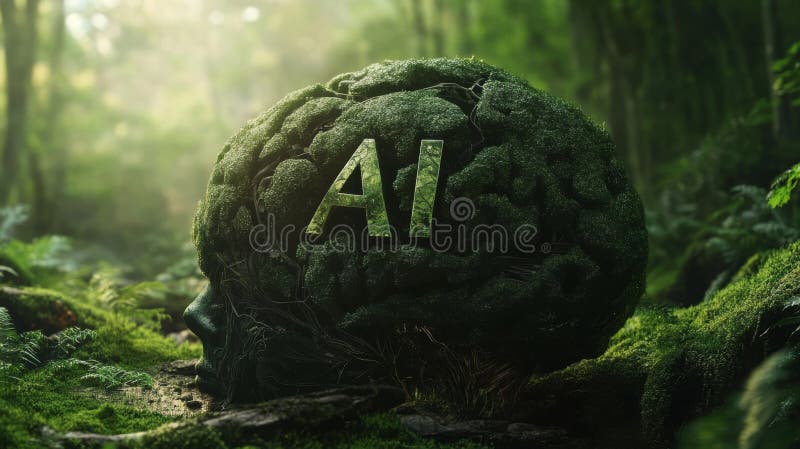 AI-powered Brain Concept in a Natural Forest Environment Stock Photo ...
