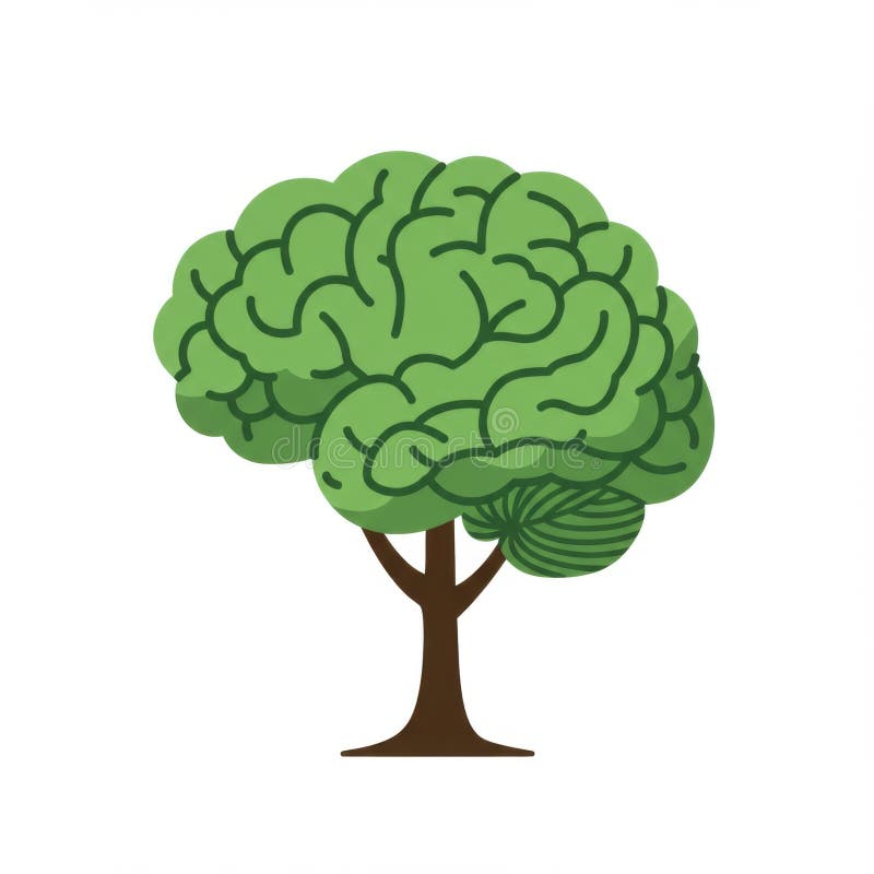 Green Brain Tree Illustration Stock Illustration - Illustration of ...