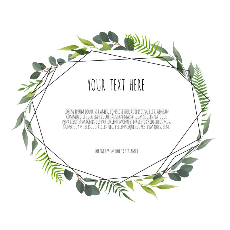 Green Branches Leaves Foliage, Border, Frame. Floral Poster, Invite ...