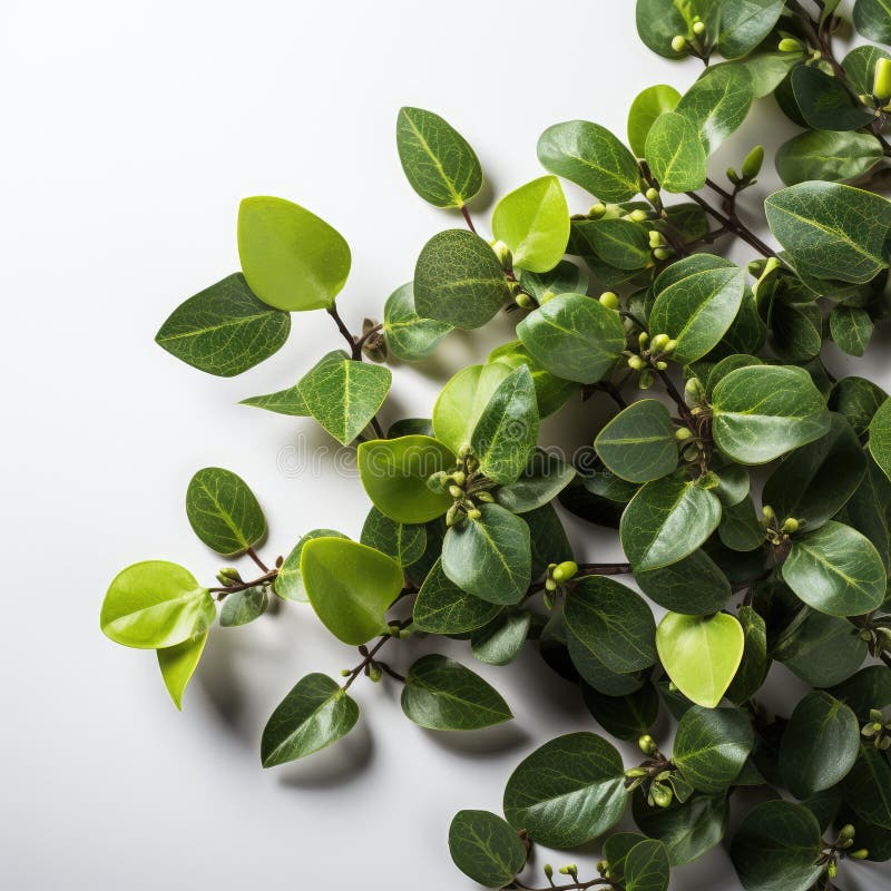 Green Branches with Leaves on a White Background. Wedding Invitation ...